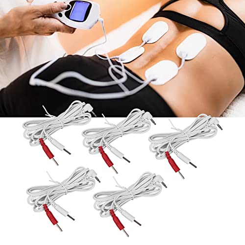 Demeras TENS Electrode Wire, Premium Metal Wire Electrode Wire 1.5m Long Promote White 2.5mm Elbow for Slimming Massager