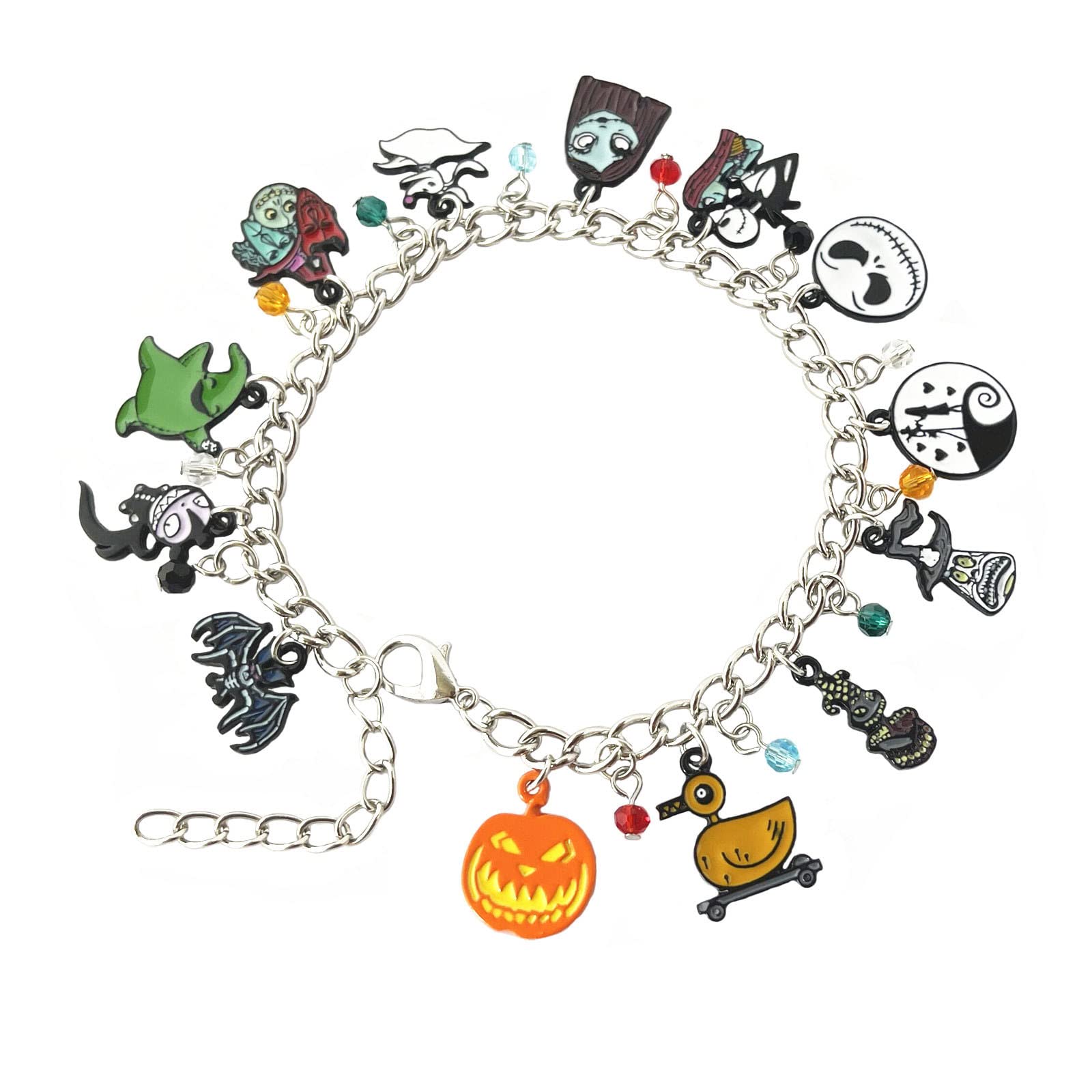 DEZHAN Halloween Nightmare before Christmas Horror Bracelet Charm, Jack Sally Zero The Dog Oogie Boogi Bracelet for Women and Men