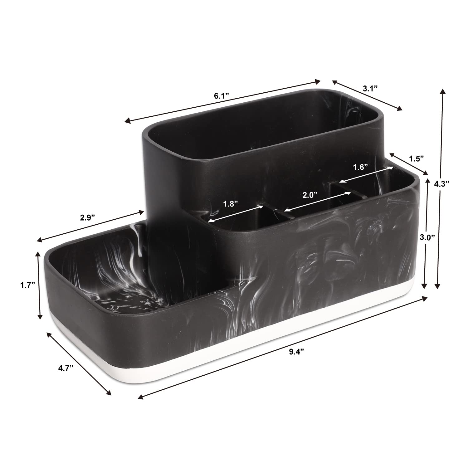 zccz Toothbrush Holders Bathroom Organizer - Tooth Brushing Holder for Bathrooms - Electric Toothbrush and Toothpaste Holder Bathroom Counter Sink Accessories, Black