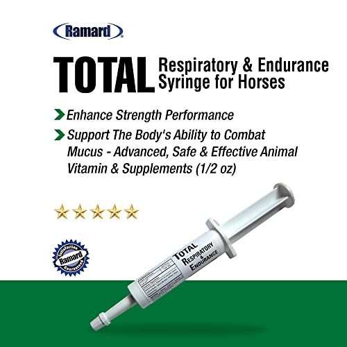 Ramard Total Respiratory & Endurance Syringe for Horses, Equine Vitamin & Supplements, Veterinary Supplies, with Clairisol, Methyl Parabens, Peppermint Oil & Sodium Benzoate 1/2 oz, 1-Pack