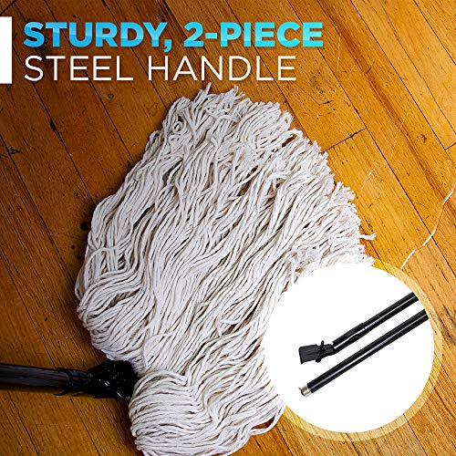 Fuller Brush Wet Mop – Absorbent & Professional Quality Cotton Yarn Floor Cleaner w/Steel Handle