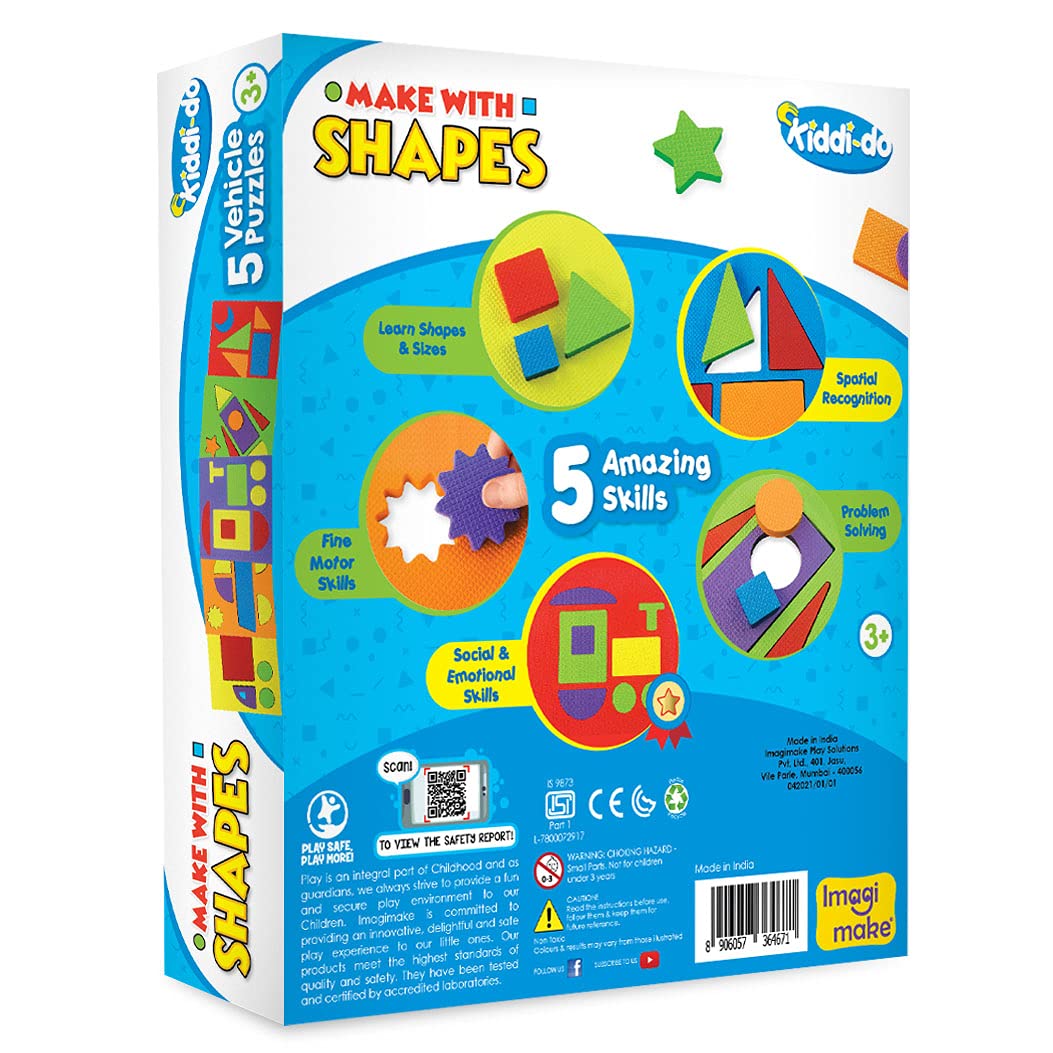 Imagimake Make with Shapes | Vehicle Theme Shape Puzzle| Preschool Learning Activities | Toddler Toys | Montessori Toys for 3 Year Old