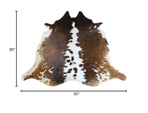 DECIMAL Cowhides 100% Genuine Cowhide Rug-Modern Style Skin Print Floor Carpet for Living Room,Bedroom,Kitchen-Washable Decor Mat,Home Decorations (Brown & White, 5X4 FT)