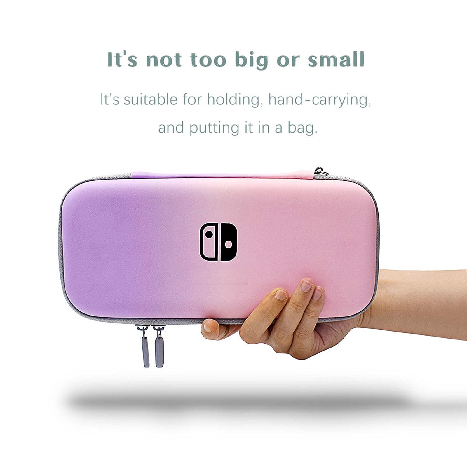 Carry Case Compatible with Nintendo Switch Girls Protective Hard Portable Travel Carry Case for Nintendo Switch Console and Accessories(Purple-Pink)