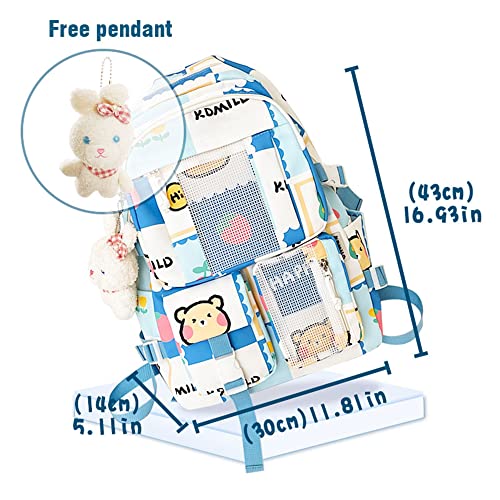 Futuredream Cute Aesthetic Backpacks ,For Teens Laptop Backpacks , Bookbags for Teens Girls Women (With Rabbit Doll Pendant)