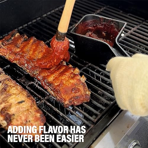 Cast Iron Sauce Pot with BBQ Mop Brush β Small Cast Iron Basting Pot & Mop Brush for Grilling, Smoking, and Saucing β BBQ Mop Brushes for Sauce, 24 Oz