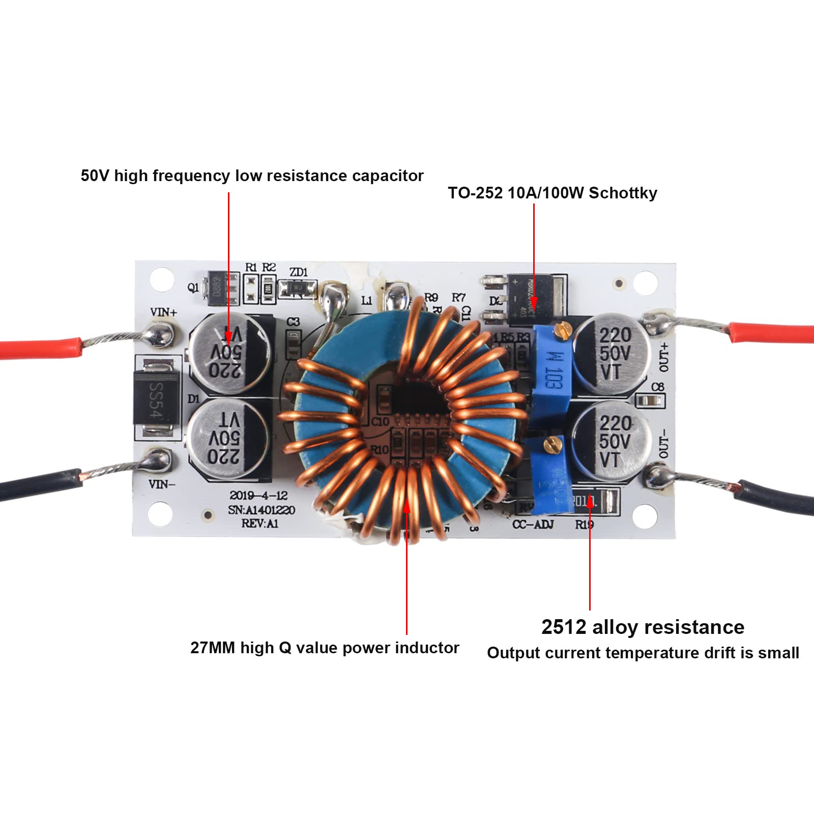 Diitao 2PCS 250W DC-DC Booster Converter Module,10-40V to 10-50V 10A Adjustable Step-Up Power Supply Module Constant Current Power Boost Converter Modules (250W)