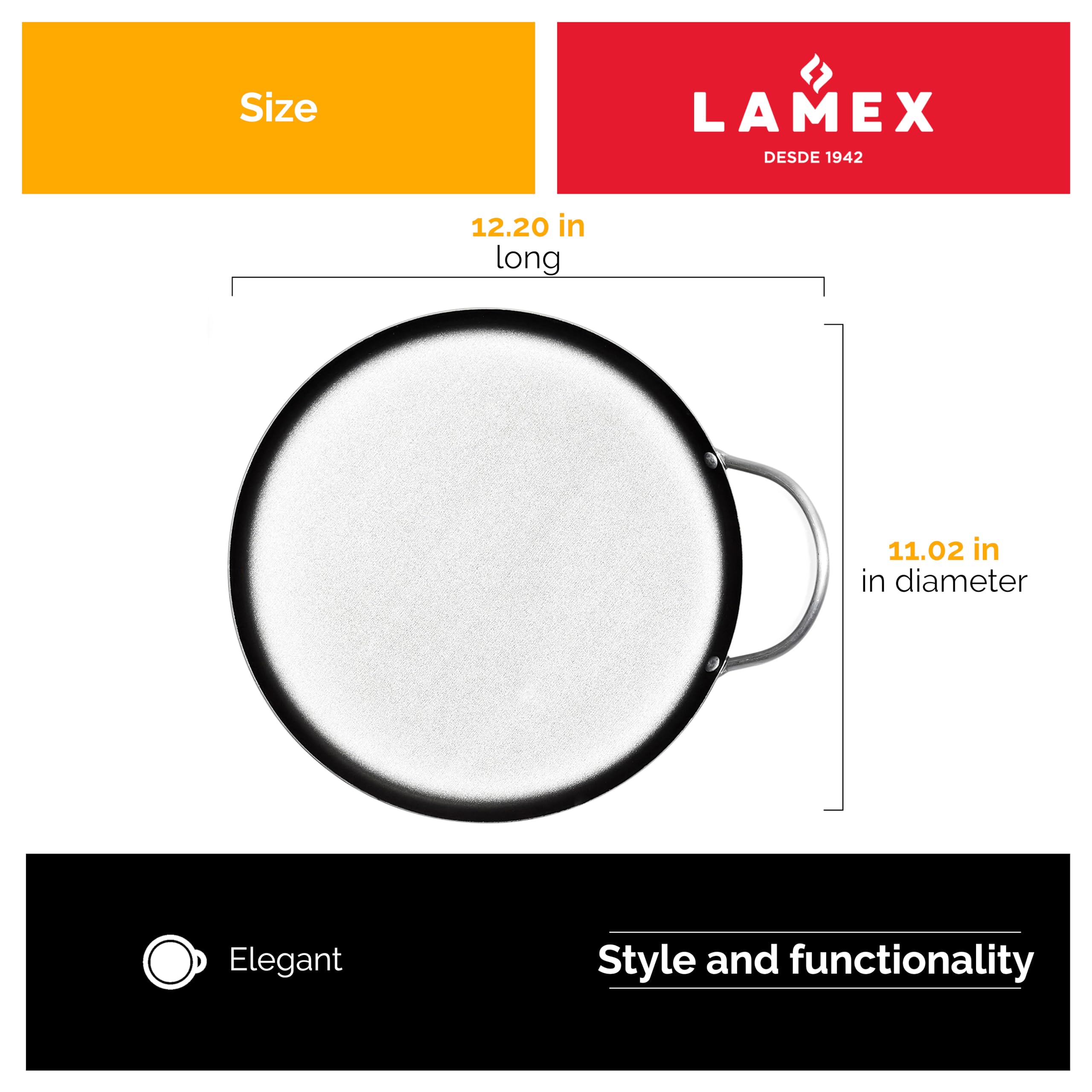 Lamex - 11 inch round Comal with non-sick coating