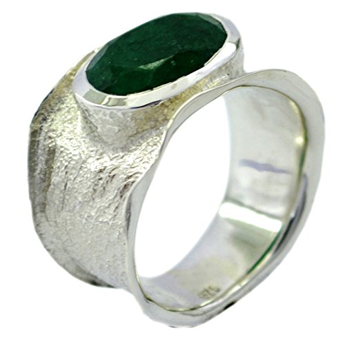 Jewelryonclick Indian Emerald Sterling Silver Statement Rings for Women Jewelry Size 5,6,7,8,9,10,11,12