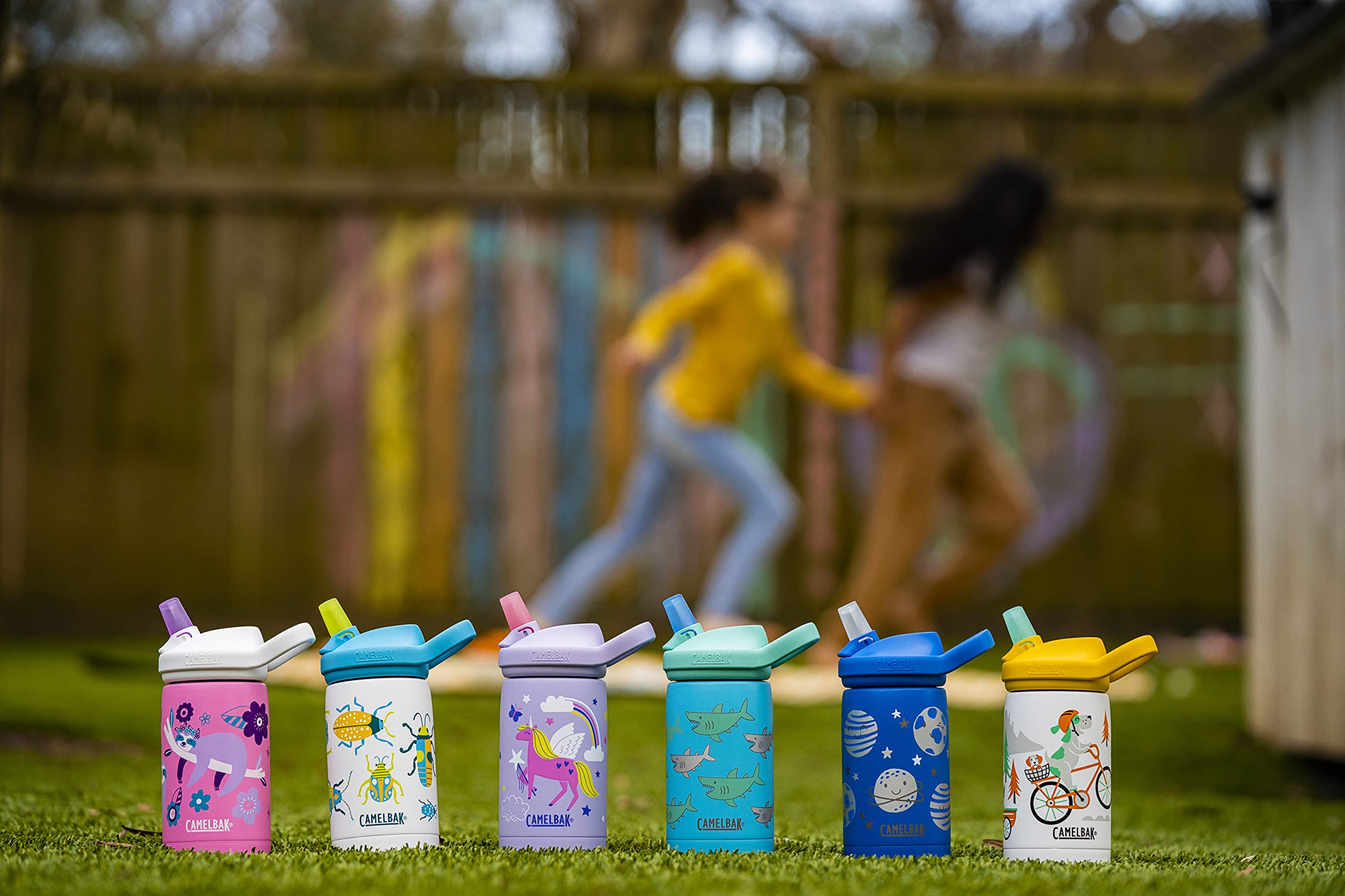 CamelBak eddy+ Kids Water Bottle with Straw, Insulated Stainless Steel - Leak-Proof when Closed, 12oz, Flowerchild Sloth