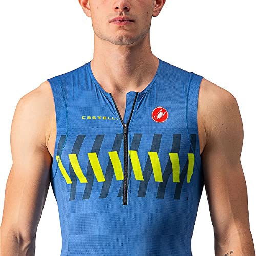Castelli Free Tri 2 Sleeveless Top - Men's Cobalt Blue/Elecrtic Lime, L