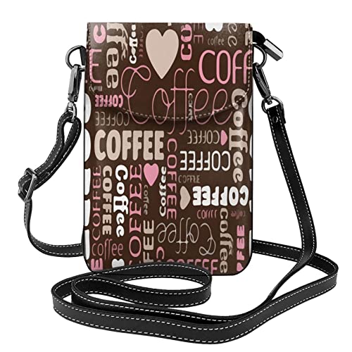 Crossbody Cell Phone Purse Coffee-Lovers-Hipster-Espresso Messenger Shoulder Handbag Wallet For Women