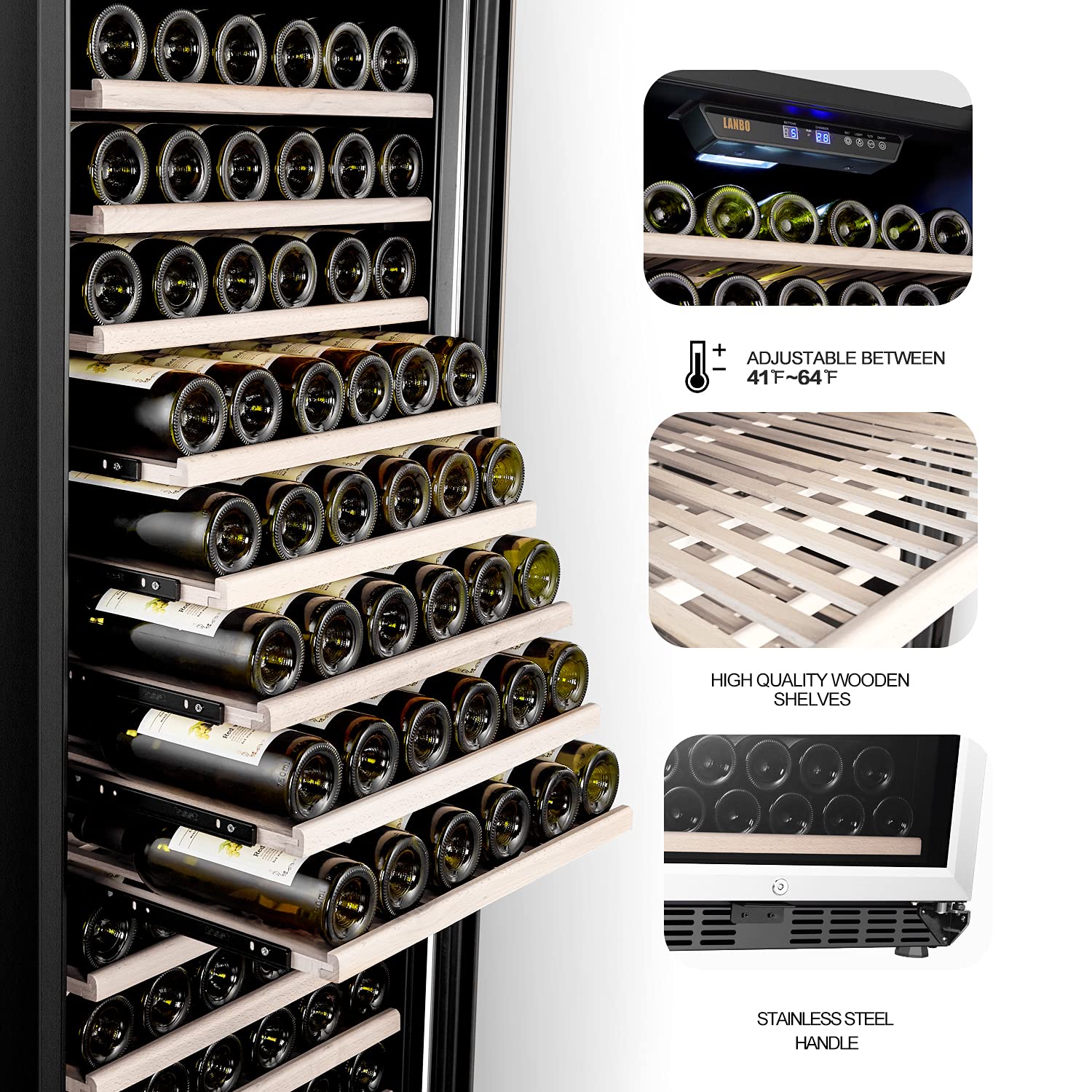 Lanbo Built-in Compressor Wine Chiller Single Zone Wine Cellar Fridge, 149 Bottle