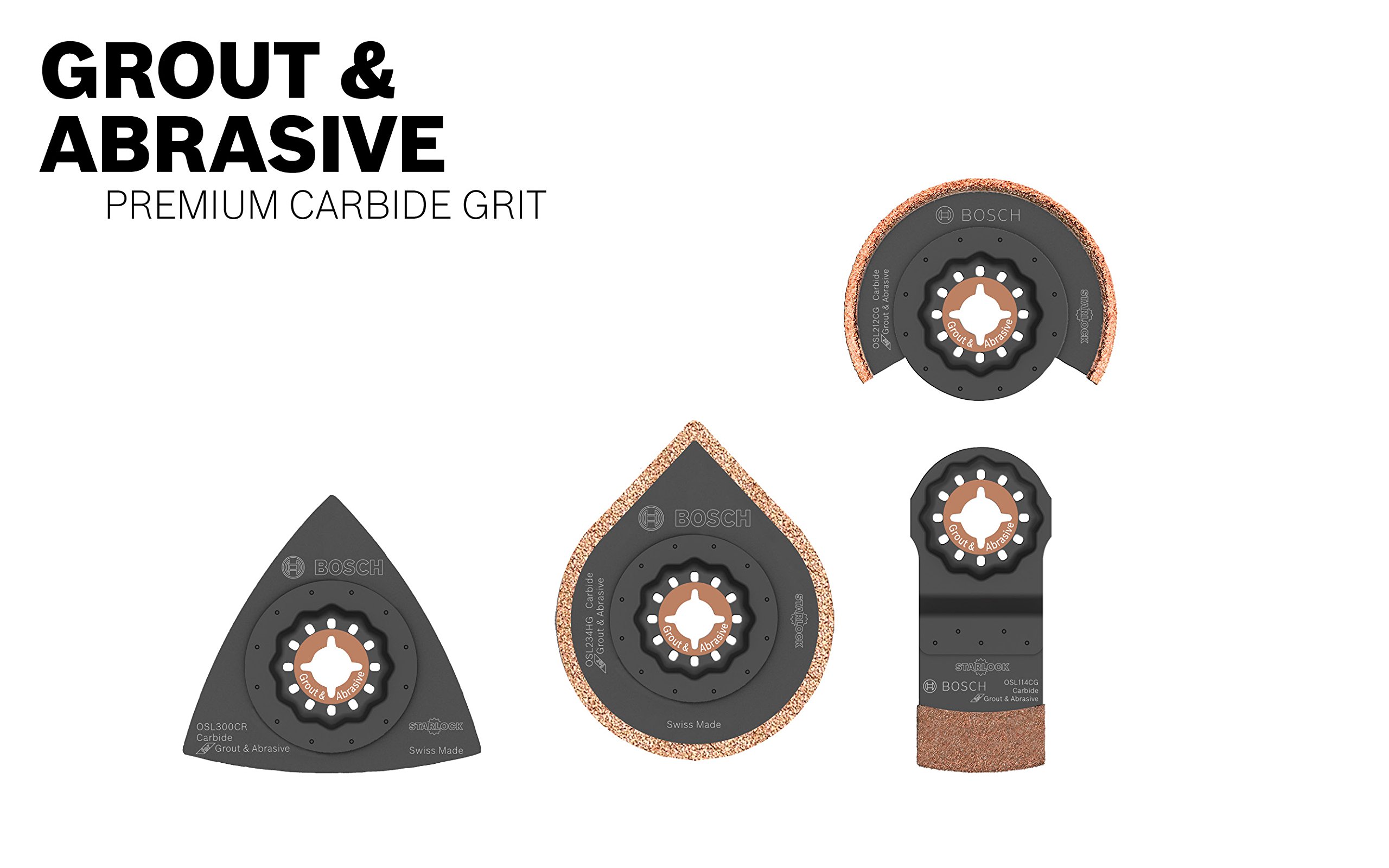 BOSCH OSL312LG 1-Piece 3-1/2 In. x 1/16 In. Starlock Oscillating Multi Tool Grout & Abrasive Carbide Grit Grout Blade for Applications in Grout Removal