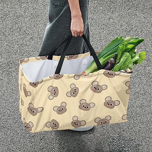 Funny Animal Print Large Capacity Laundry Organizer Tote Bag - Reusable and Foldable Oxford Cloth Shopping Bags