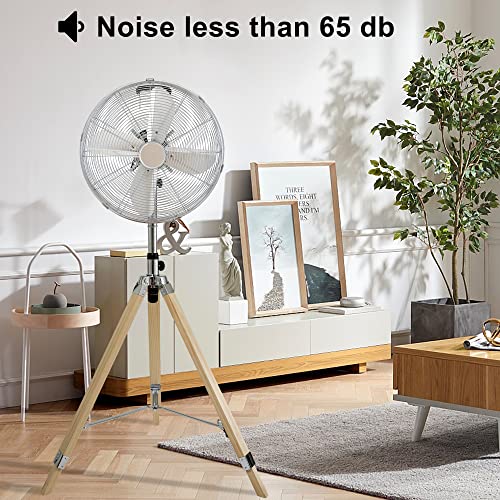 Simple Deluxe Retro Tripod Fan, Home Air Circulation Nostalgic Vertical Fan, 3 Speeds, Adjustable Height, Silver-16 Inch, 16 Inch