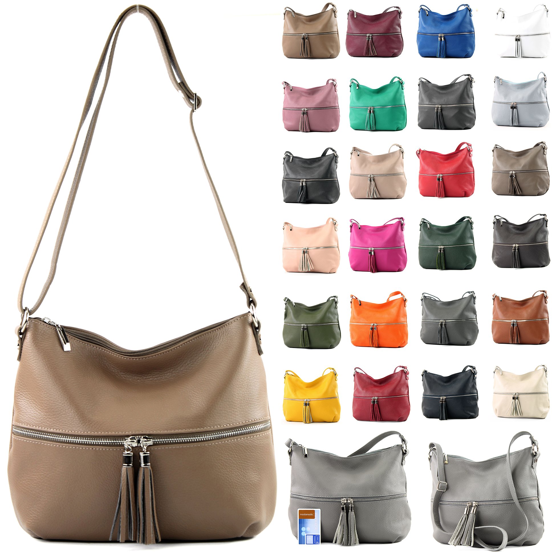 modamoda de - T159 - ital shoulder bag Shoulder bag made of leather, color: mustard yellow