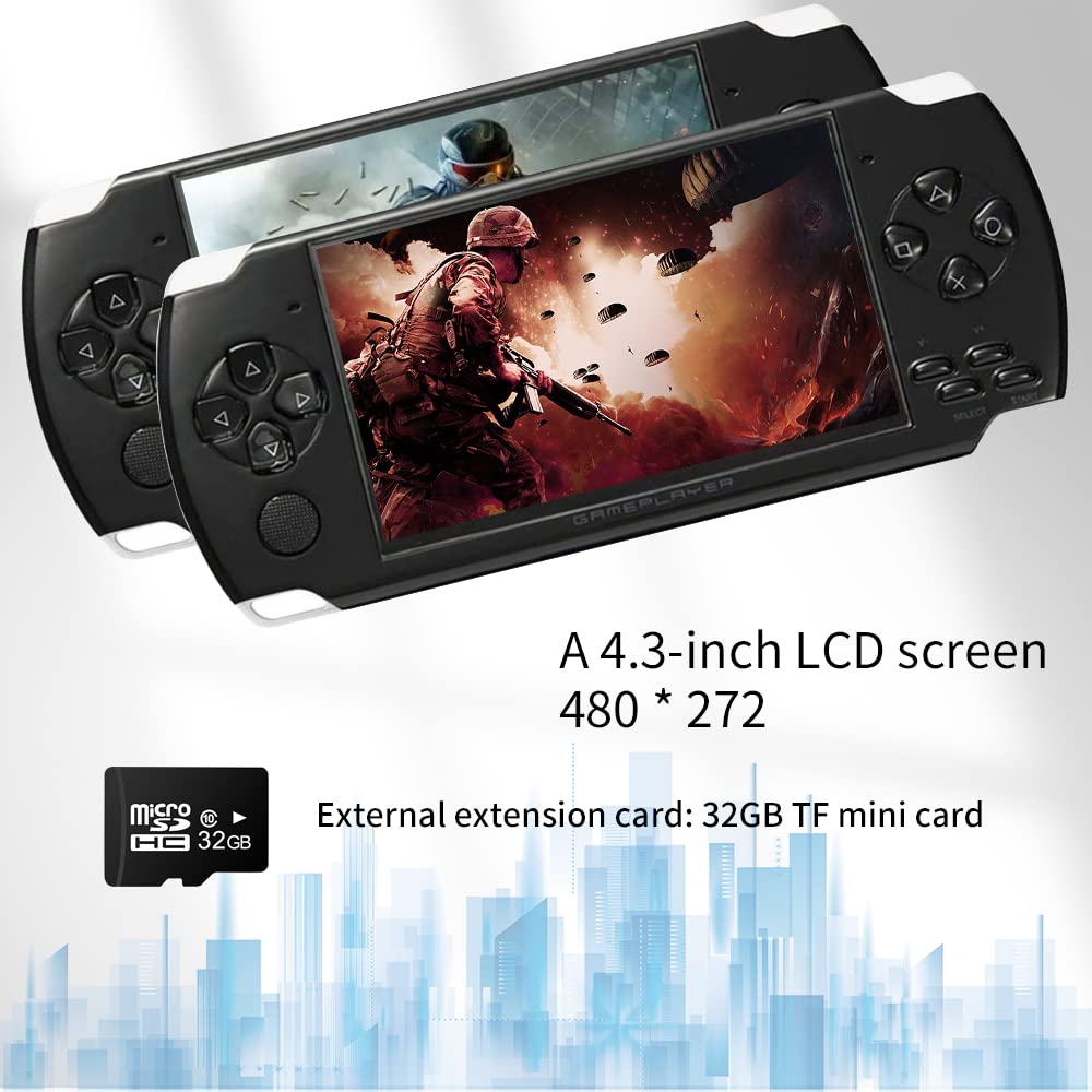 Diketigeey 4.3 inch 8GB Handheld Game Console Built in 1500 Games for Multiple simulators x6 Retro Video Game Console mp3/mp4/Ebook TV Out Portable Game Player Device (Black)