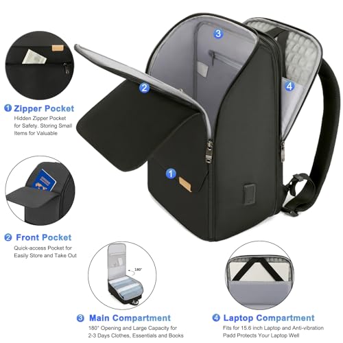 G-FAVOR Laptop Backpack for Men 15.6 inch Business Smart Backpack with USB Charging Port, Water-resistant Expandable Travel Backpack for Work Office Commuter