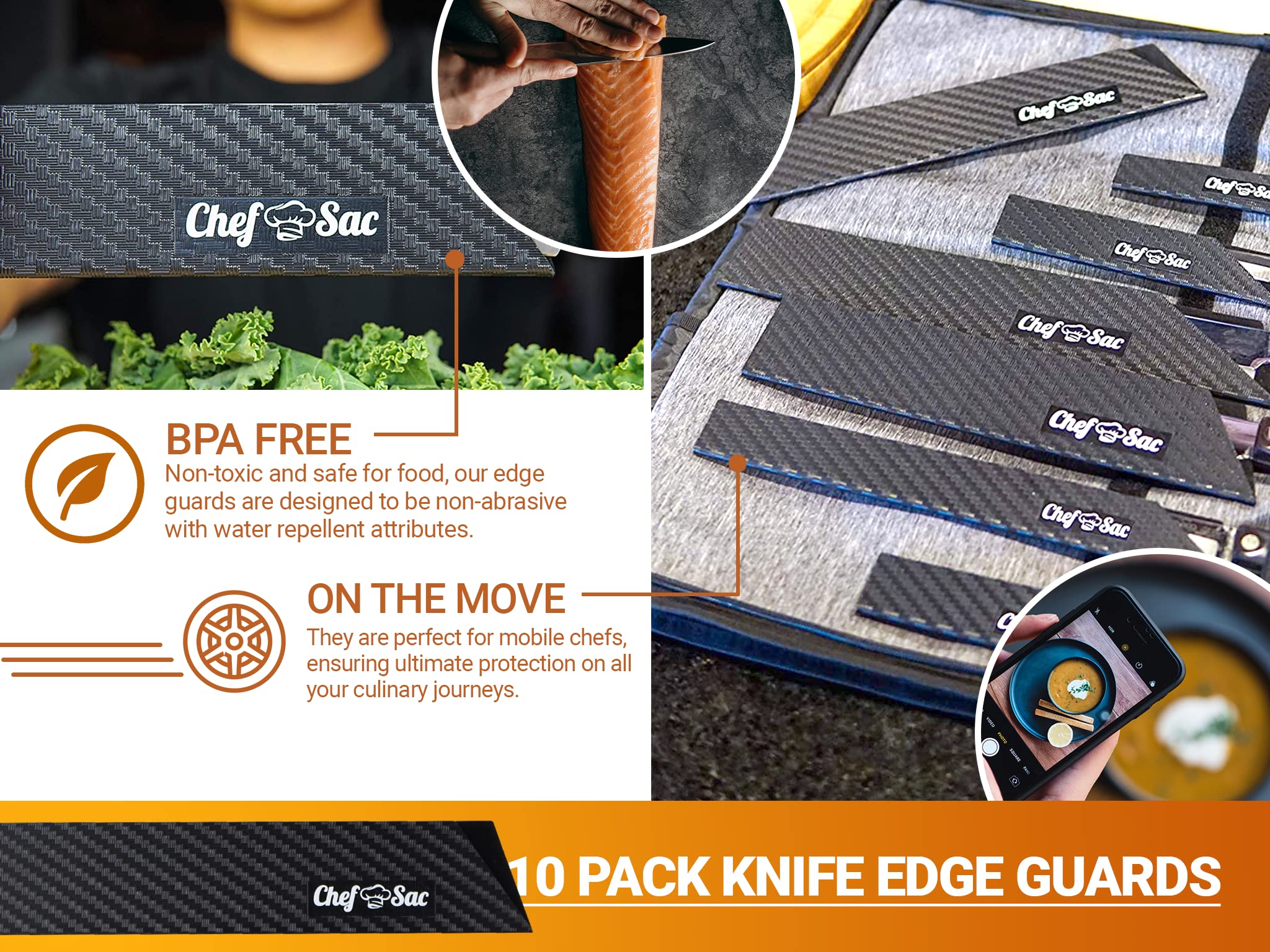 Chef Sac Chef Knife Backpack with 10-Pack Knife Guards Included
