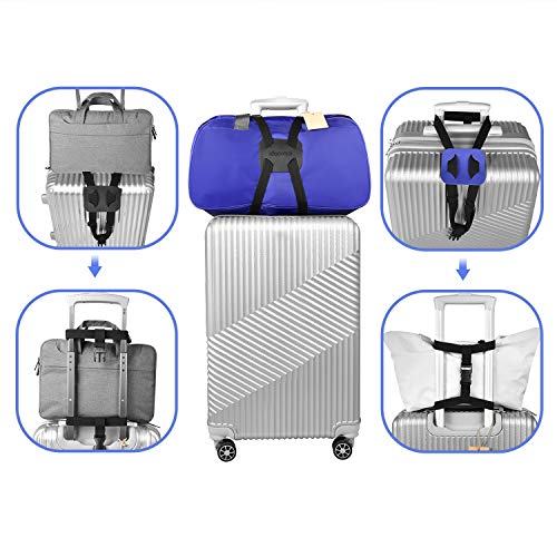 Luggage Straps Bag Bungees for Add a Bag Easy to Travel Suitcase Elastic Strap Belt, High Elastic Suitcase Adjustable Belt Bag Bungees with Buckles (Black/Black)