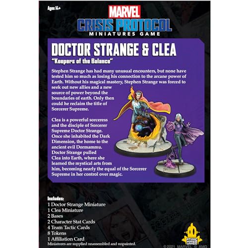 Marvel: Crisis Protocol Doctor Strange & Clea Character Pack - Sorcerer Supreme and Devoted Disciple Unite! Tabletop Superhero Game, Ages 14+, 2 Players, 90 Minute Playtime, Made by Atomic Mass Games