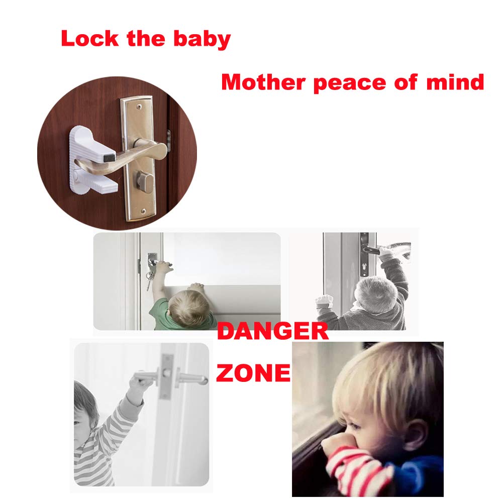 cabinet locks for babies/Safety Child Proof Door knob covers, No Drilling & 3M Adhesive Baby Safety Door Locks - 4 pieces