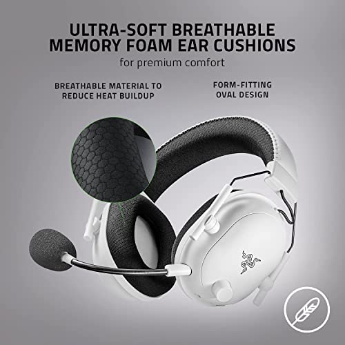Razer BlackShark V2 Pro Wireless Gaming Headset: THX 7.1 Spatial Surround Sound, Headphone with Microphone, Detachable Mic - for PC Computers, Mac/Windows, PS4, PS5, Nintendo Switch, White (Renewed)