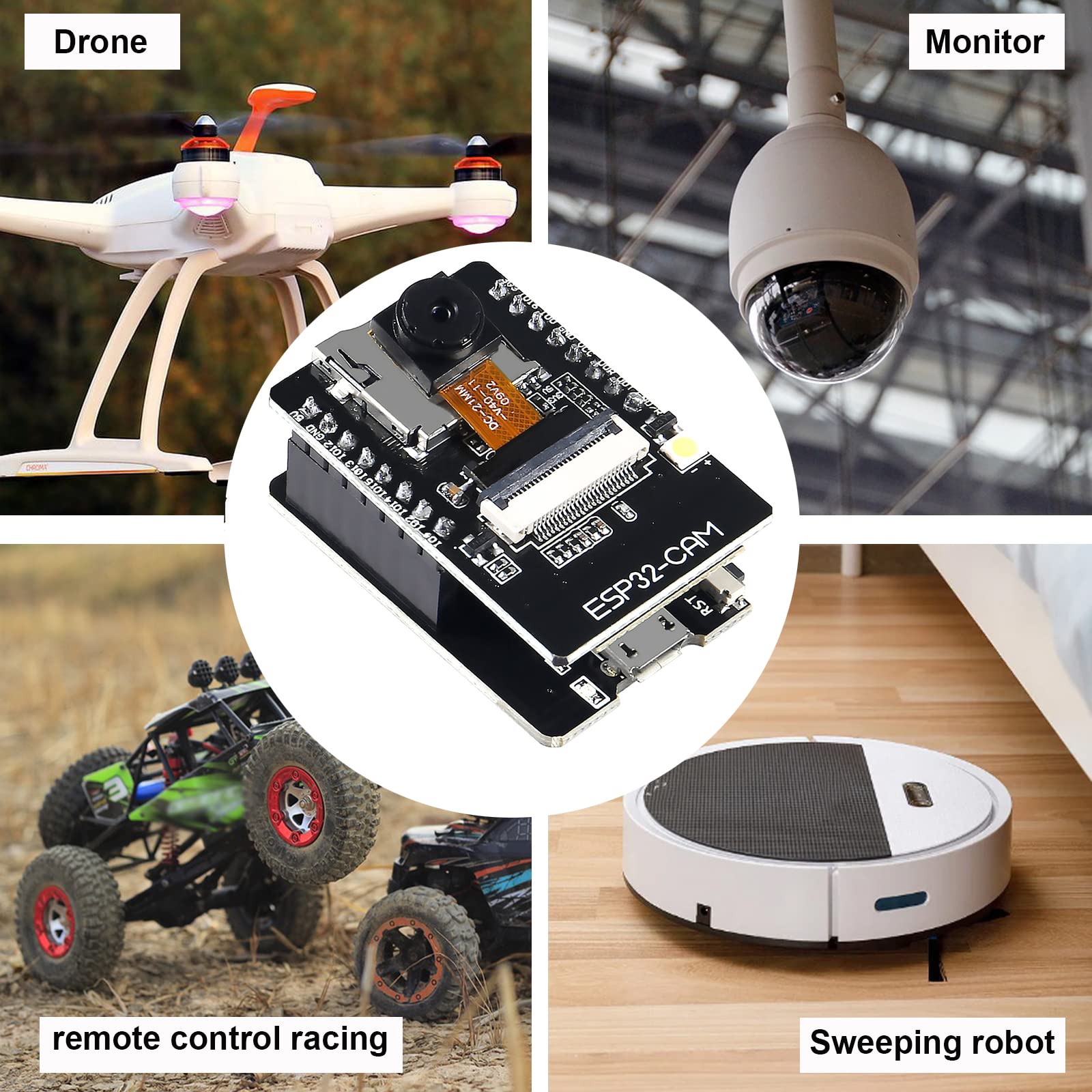 Diitao 2PCS ESP32-CAM-MB WiFi Bluetooth Board + Micro USB to Serial Port CH340G 4.75V-5.25V with OV2640 2MP Camera(ESP 32 CAM MB)
