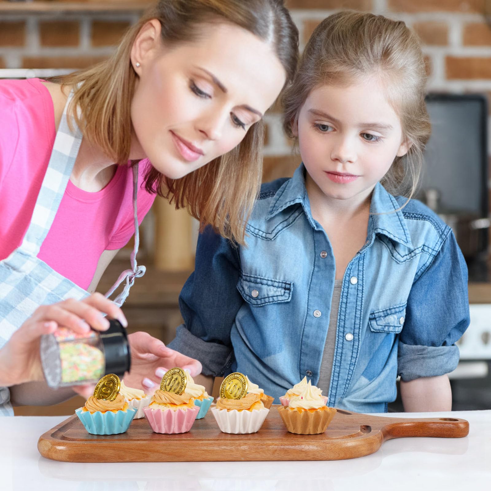Caperci Grease-Resistant Pink Mini Cupcake Liners 200 Counts - Heavy Duty Paper Muffin Baking Cups, Odorless, No Muffin Pan Needed, Easily Peels (Pink)
