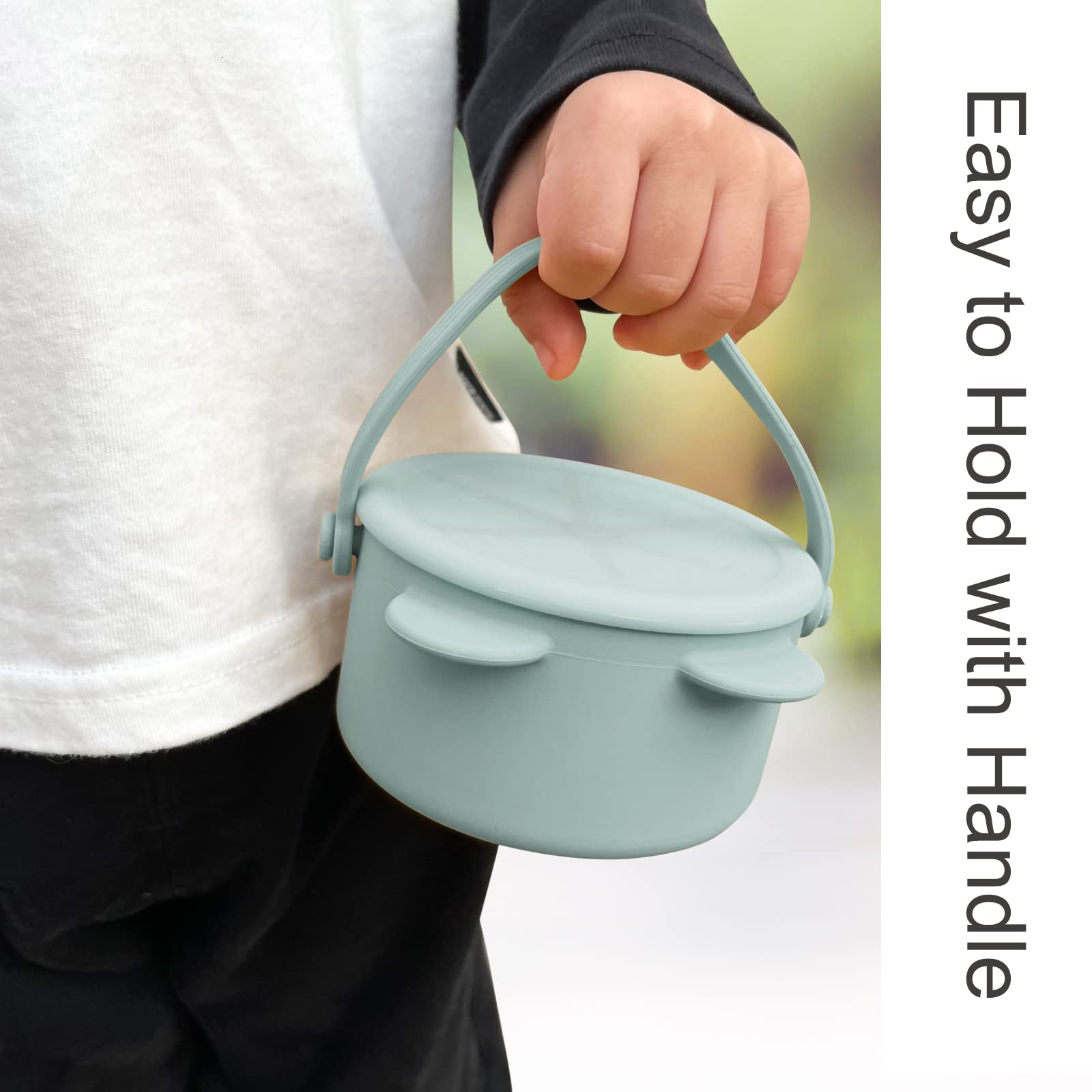 Dilovely Silicone Snack Cup Container, Sippy Cup for Toddler Green Set