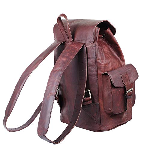 HULSH Vintage Genuine Leather Backpack For Men and Women Men’s Retro Classic Shoulder Rucksack Leather Travel Bags for College