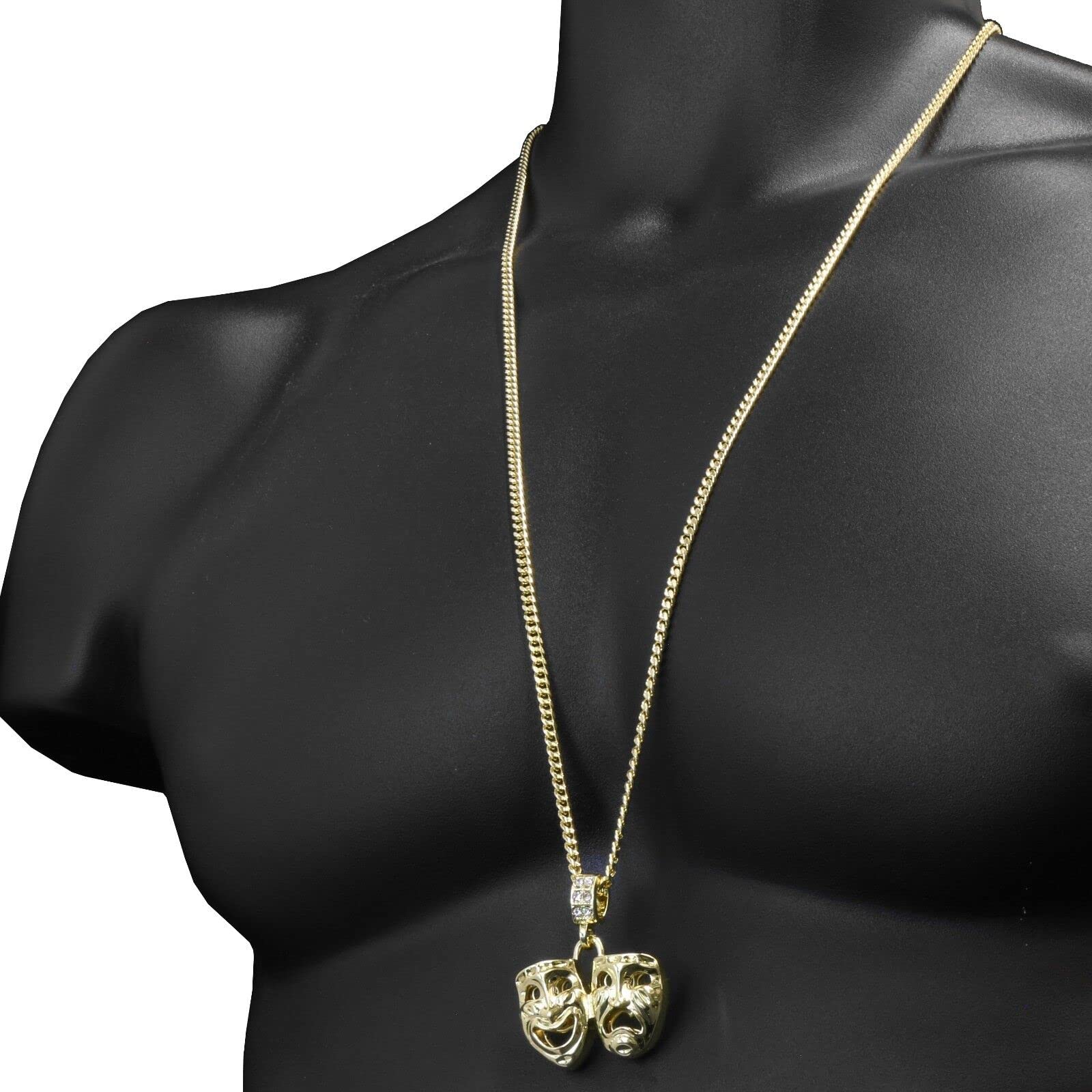 Decorations charms-hip hop pendant-14K Gold Plated Plain Laugh Now Cry Later w/ 3mm Cuban Chain (24", 27" or 30")