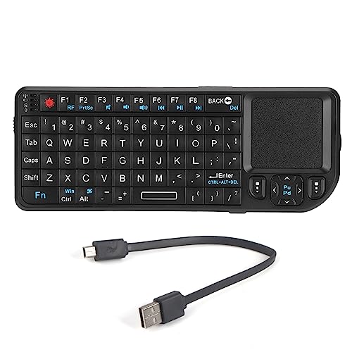 HOHXFYP UMK 100 RF 3in1 Mini Keyboard Qwerty Keypad, Rechargeable Wireless With Built In Touchpad Backlit Long Standby Small Pocket Keypad for PC Tablets