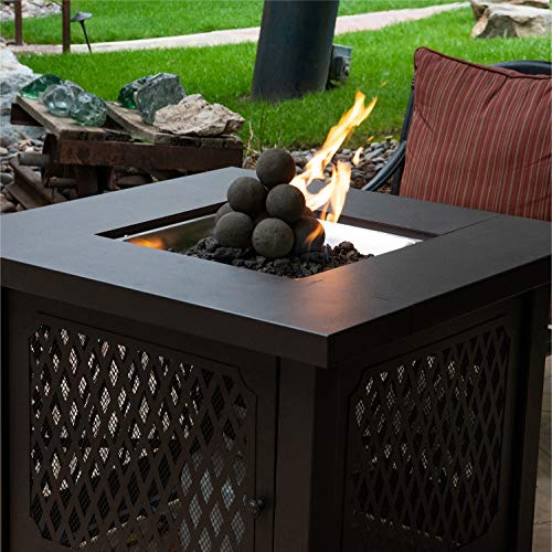 Ceramic Fire Balls | Set of 5 | Modern Accessory for Indoor and Outdoor Fire Pits or Fireplaces – Brushed Concrete Look | Midnight Black, 6 Inch