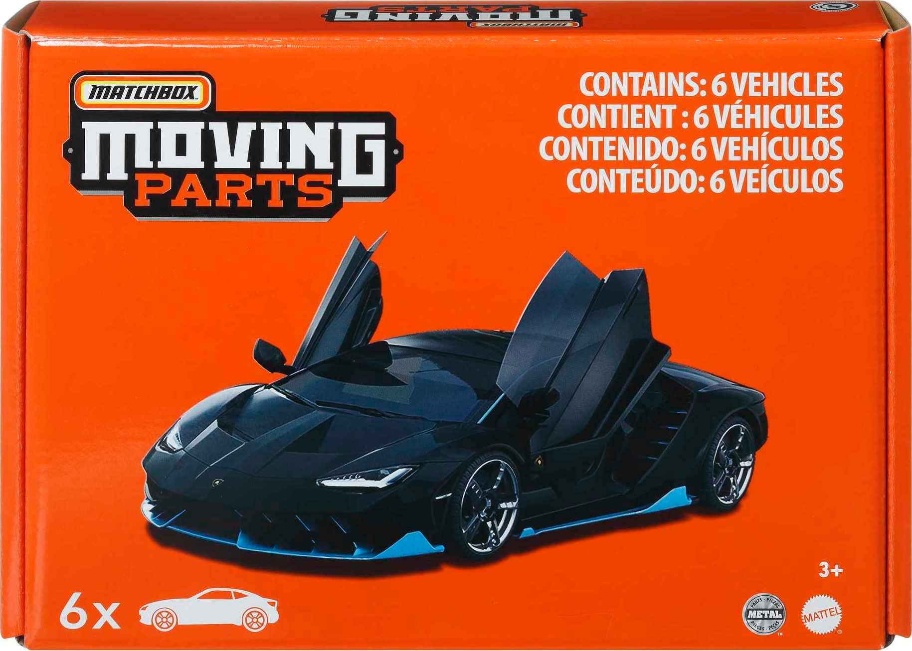 Matchbox Cars 6-Pack, Set of 6 Toy Vehicles in 1:64 Scale, Trunks, Hoods or Doors Open & Close: Porsche, Lamborghini, BMW, Datsun & Pagani