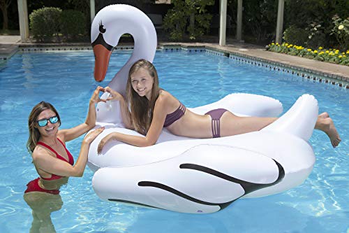 Poolmaster Jumbo Swimming Pool Float Rider, Swan, White Extra Large