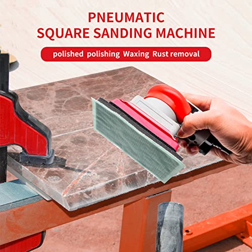 DATOUBOSS Pneumatic Palm Sander Square Air Random Orbital Sander for Car Waxing,Auto Body Work, Wood working Car Polisher Sets with Sanding Pad and 15 Pcs Sandpapers