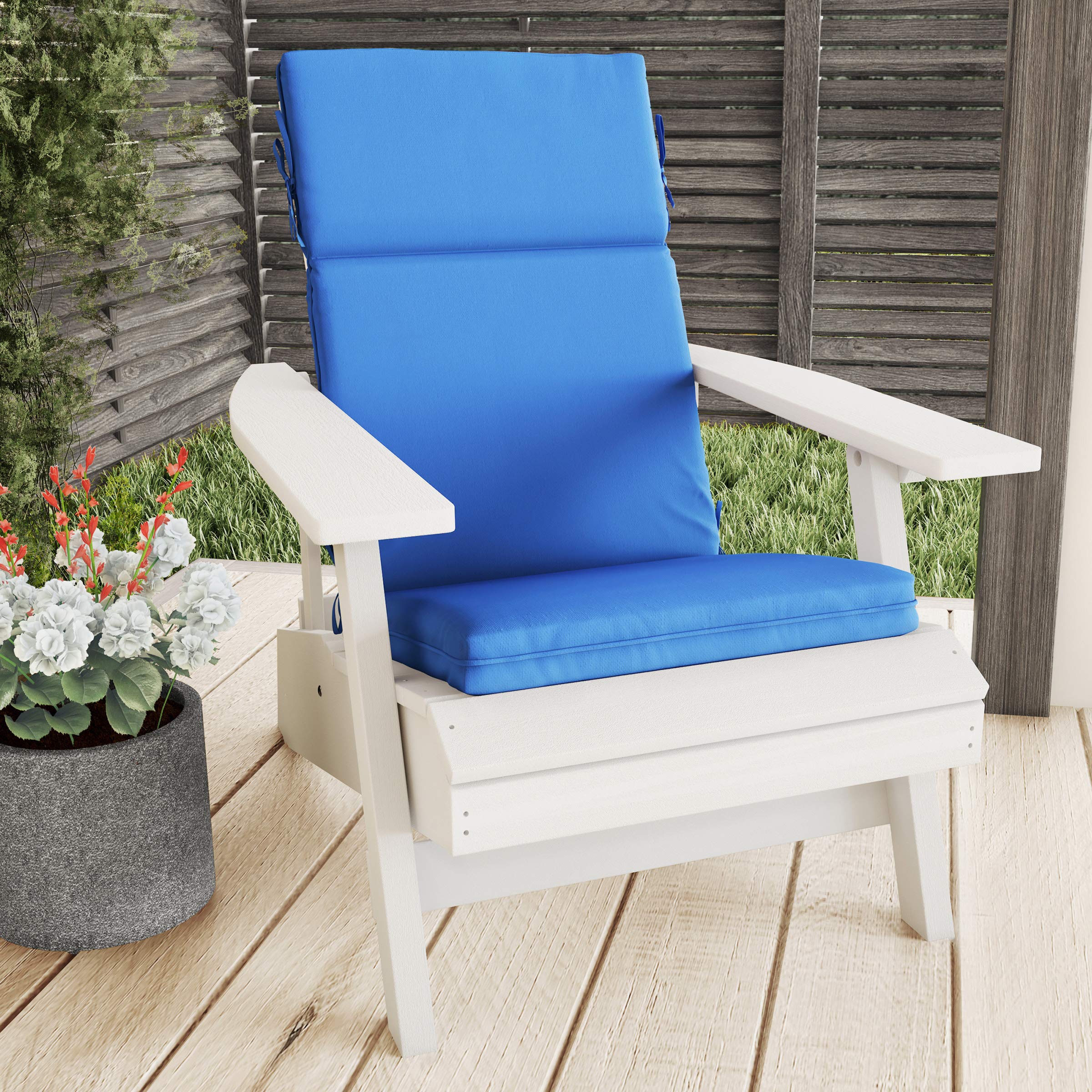 Lavish Home Blue High-Back Patio Cushionā for Outdoor Furniture, Adirondack, Rocking or Dining Chairs LHC, 2 Piece Set