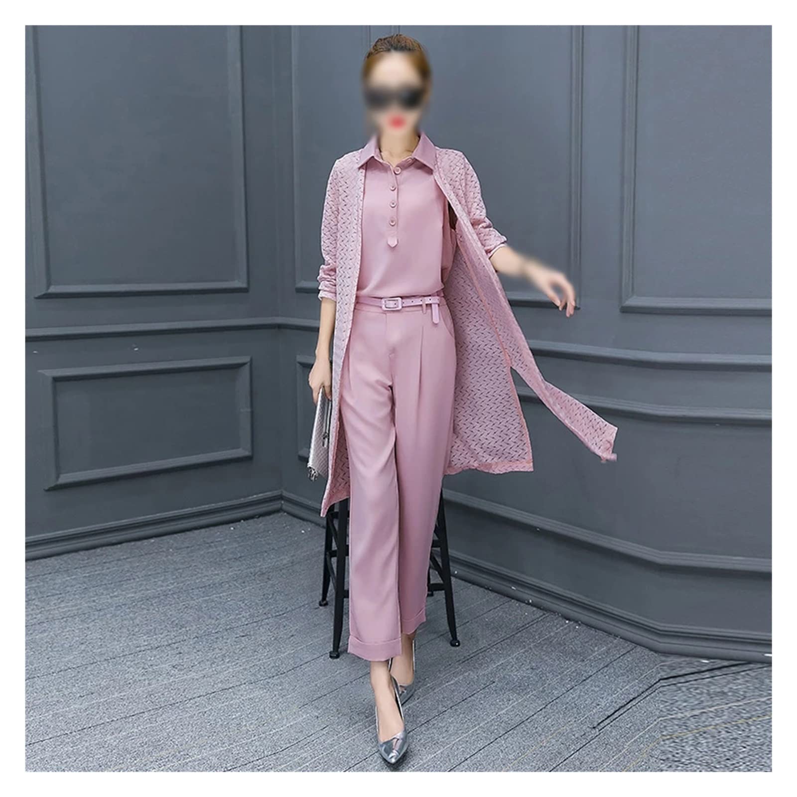 DHTDVD Women's Suits Casual Office Business Suits Workwear Suits Pants 3 Sets (Color : D, Size : S Code)