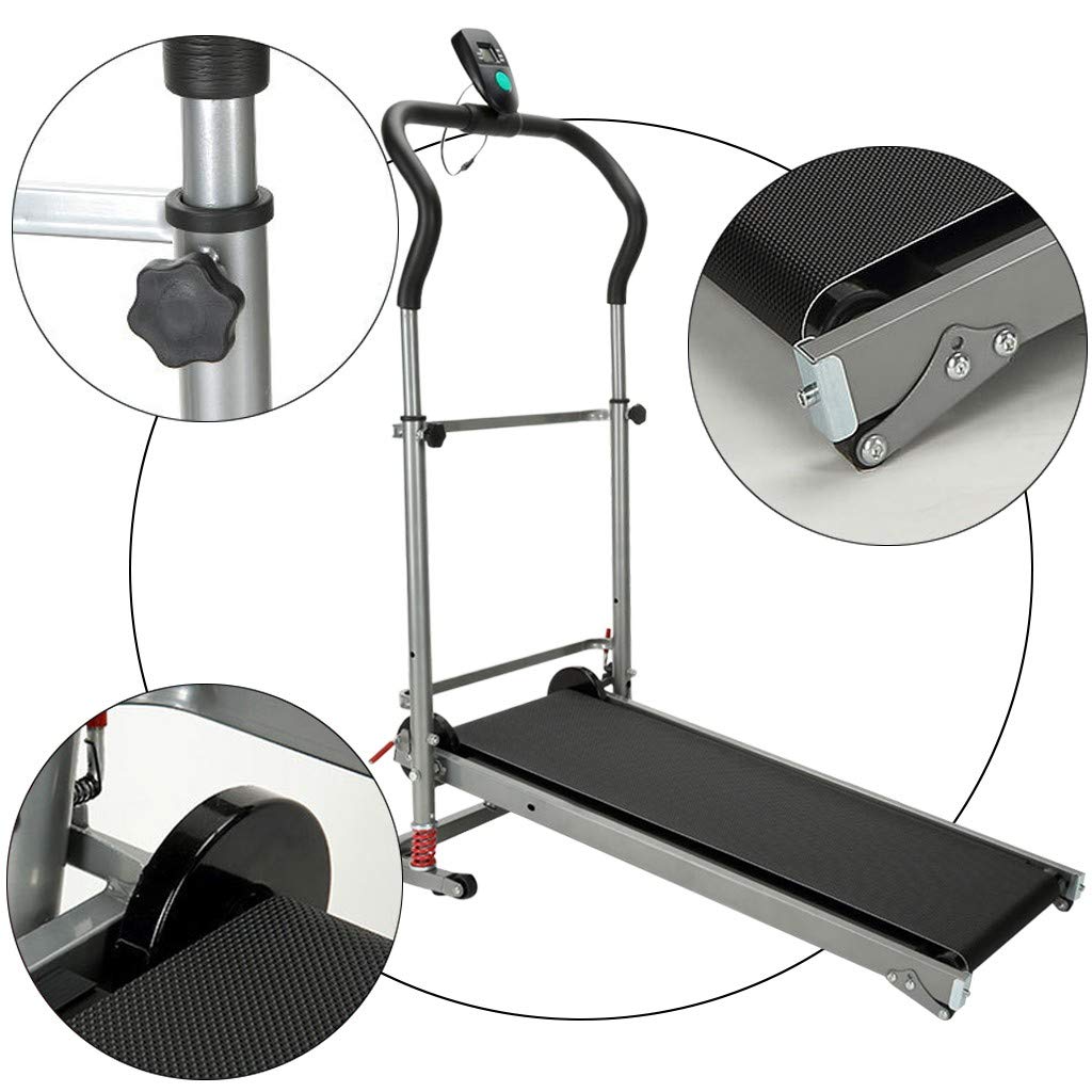 cobcob Running Machine, Folding Treadmill Easy Assembly Mechanical Folding Treadmill Ultra-Thin Portable for Home Gym Home Workouts, Jogging, Walking Exercise 53.1 x 37.4 x 20.5 inches (Black)