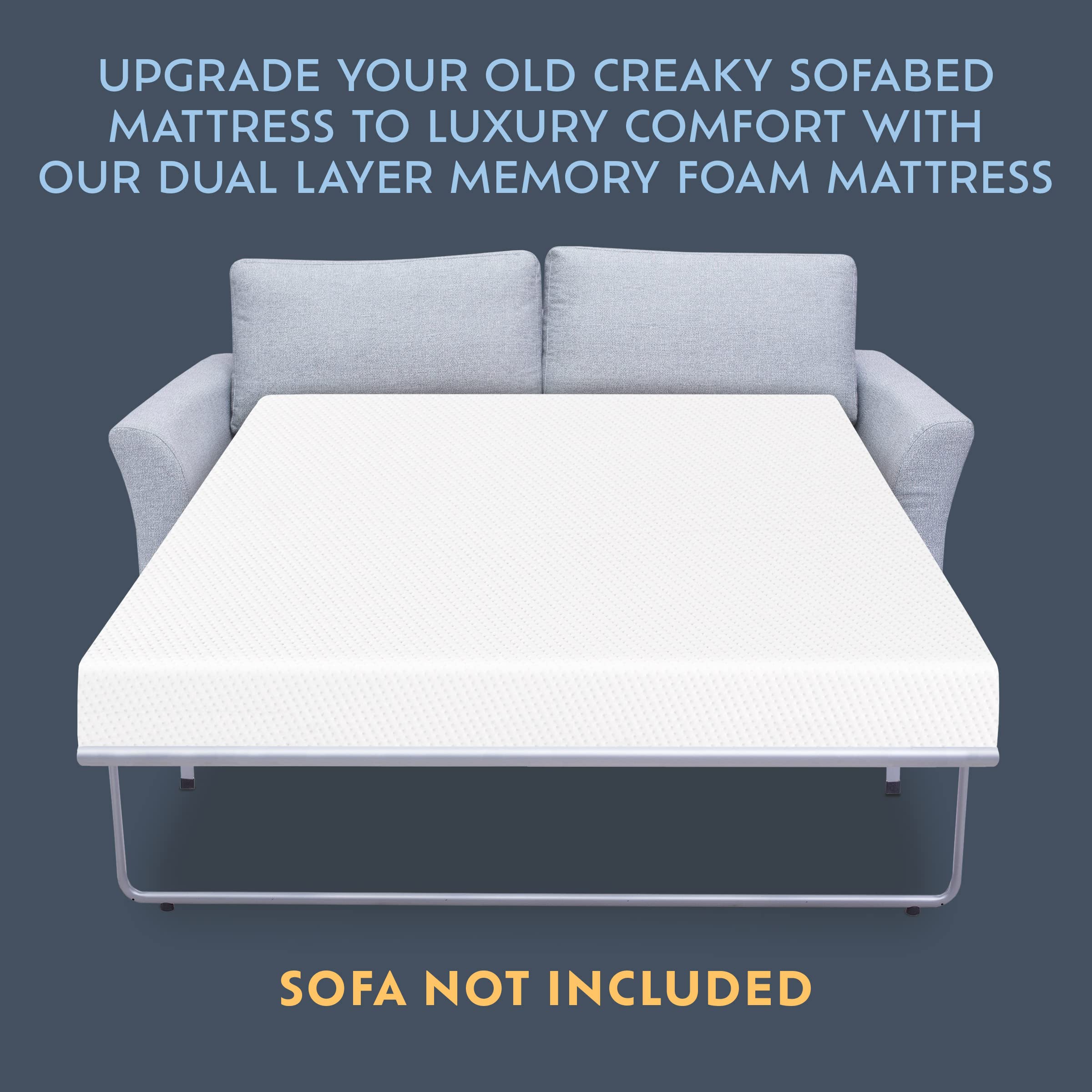 Heyward Premium Memory Foam Sofa Bed Replacement Mattress for Full Size Sleeper | 4.5β Inch | CertiPUR-US Certified | Washable Material w/Non-Slip Base | 73βL x 52βW x 4.5βH