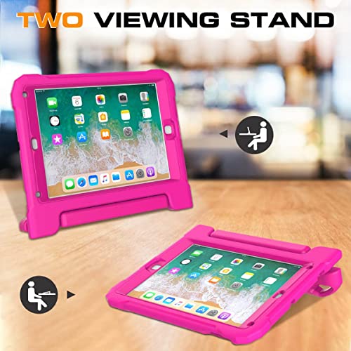 MOXOTEK Kids Case for iPad 5th/6th Generation & iPad Air 1/2 & Pro 9.7, iPad 9.7" Case with Screen Protector, Shockproof Protective Cover for iPad 9.7 inch 6/5 Generation 2018/2017, Pink