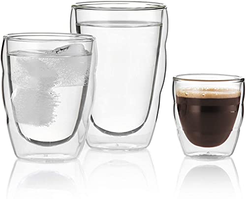 BODUM PILATUS Glass Set (Double-Walled, Isolated, Dishwasher Safe, 0.08 L, 3 oz) - Pack of 2, Transparent