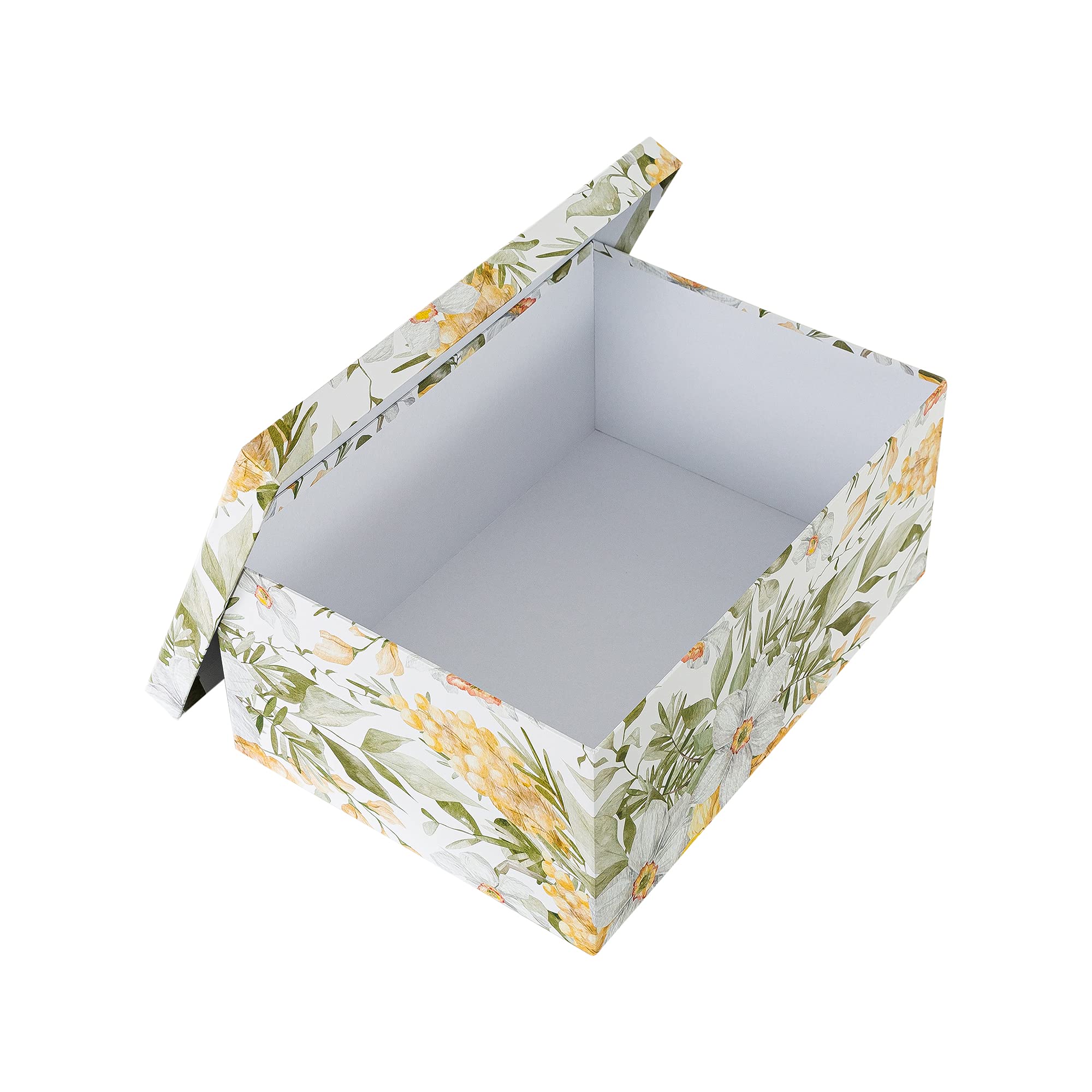 Soul & Lane Garden Glory Decorative Boxes with Lids - Set of 3: Floral Photo Storage, Stackable Small Home Decor Boxes, Nesting Gift Cartons, Boho Print Mache Containers, Cardboard Document Storage