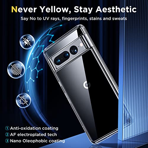 Humixx Crystal Clear Designed for Google Pixel 7 Pro Case [Non-Yellowing] [8 FT Military Drop Protection] Slim Fit Yet Protective Shockproof Bumper with Airbag Case Cover 6.7 Inch- Crystal Clear