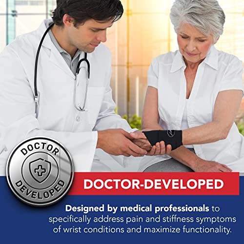 Dr. Arthritis Doctor Developed Copper Wrist Brace/Wrap for Carpal Tunnel Support, Wrist Splint Brace -F.D.A. Medical Device & Doctor Handbook-Night Support for Women Men-Right & Left hands (Single)