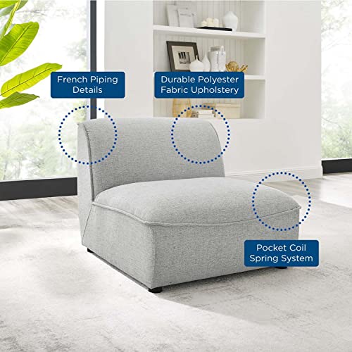 Modway Comprise Fabric Upholstered Sectional, Armless Chair, Light Gray