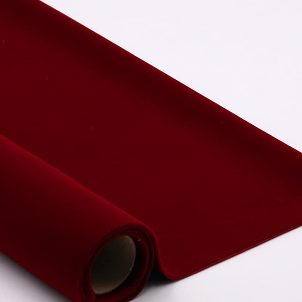 Self Adhesive Velvet Fabric StickyFelt Sheets ,Jewelry, Drawer Liners Craft Fabric Peel and Stick Paper 17.78 x 199.78 cm(Red)