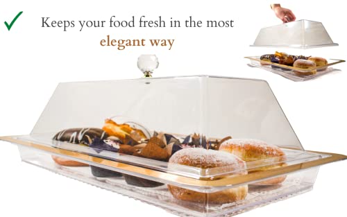 Glitz Halloween Acrylic Cake Stand with Dome Lucite Serving Tray with Lid Wedding Cake Stand with Cover Dessert Stands with Doilies Pastry Display Tray Party Cake Plate with Dome Cookie Tray